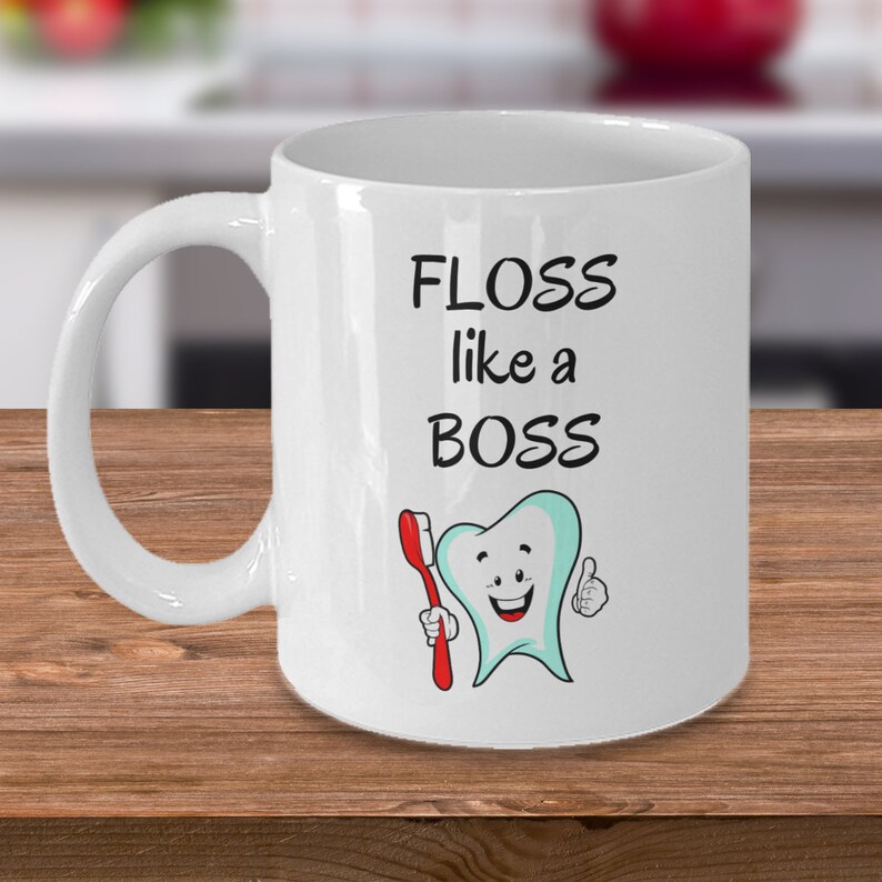 Funny Dentist Coffee Mug - Floss - Dental Joke - Dentistry Gifts ...
