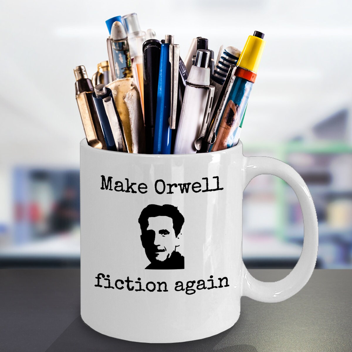Book Themed Coffee Mug - Make Orwell Fiction Again - Funny George ...