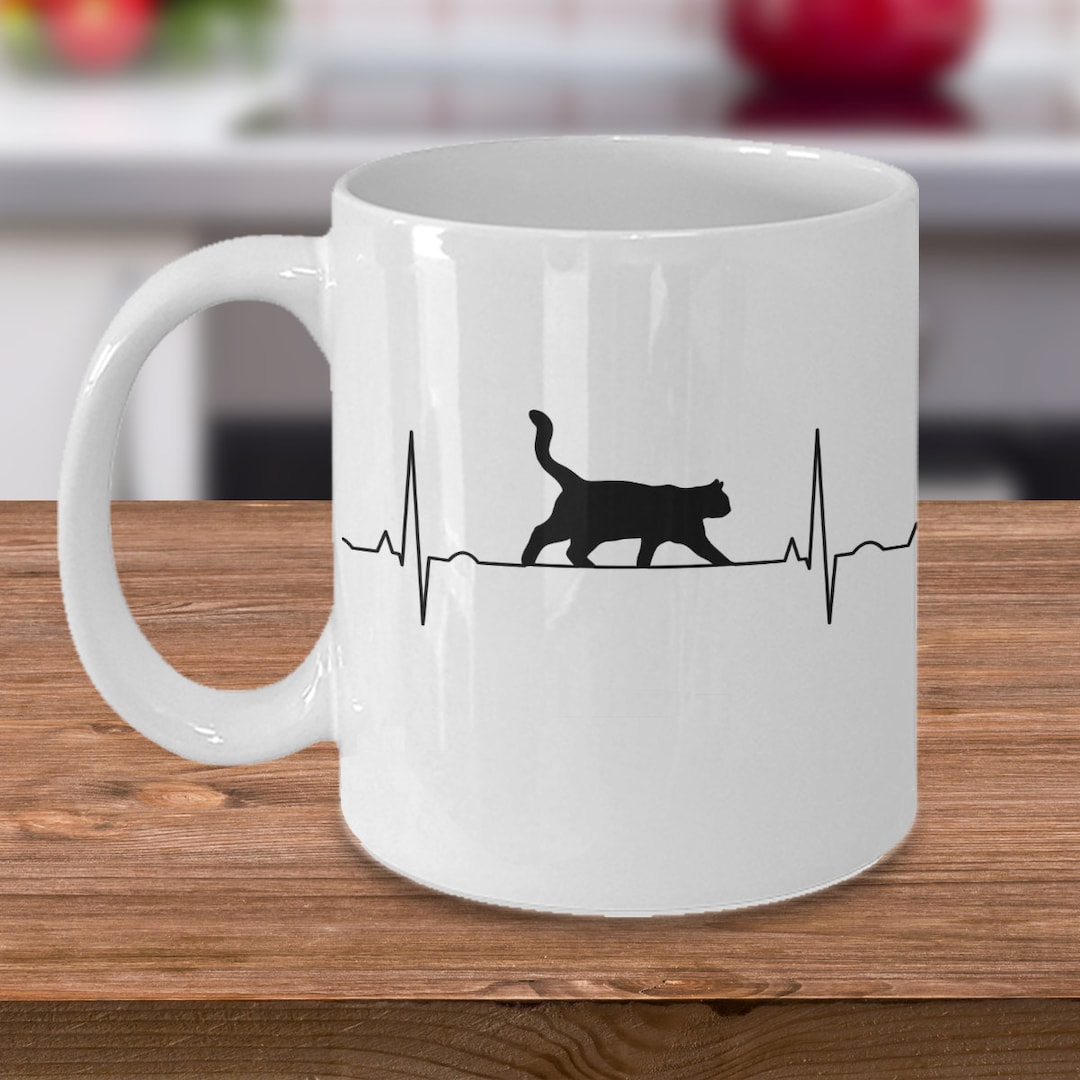 Cat Lover Coffee Mug Purr Gift Cat Heartbeat EKG ECG Symbol - Etsy