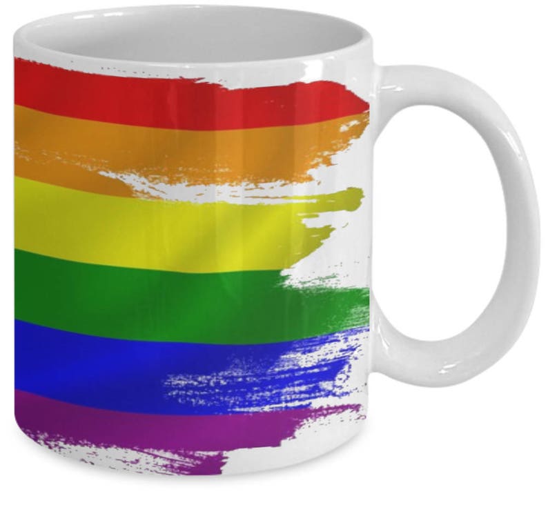 Lgbt Coffee Mug Rainbow Full Wrap Gay Lesbian Bi Etsy