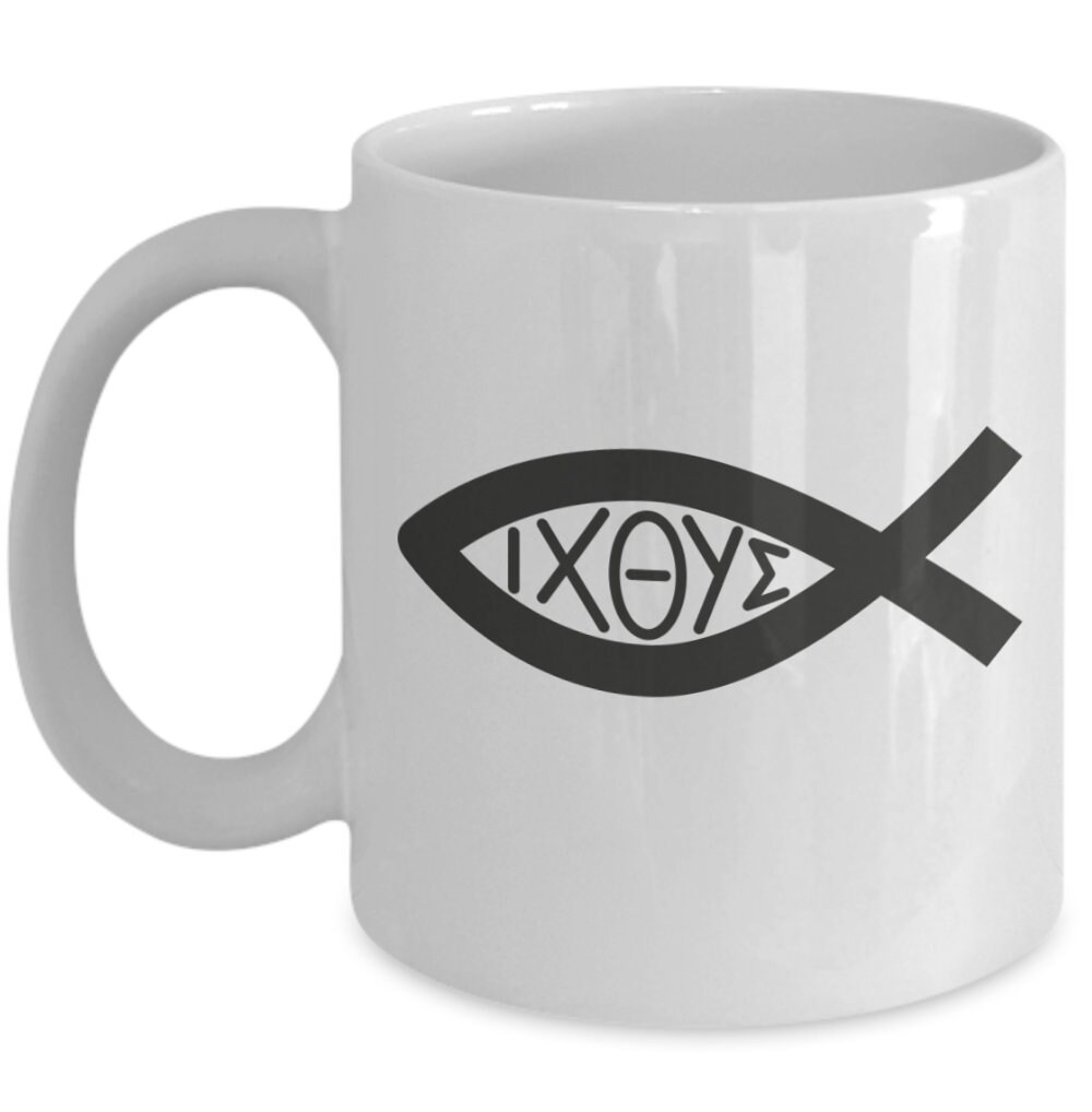 Christianity mug Ichthys Christian fish symbol Early | Etsy