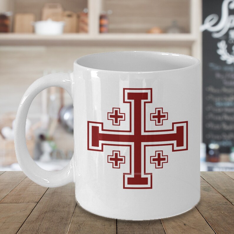 Knights Templar Coffee Mug - Jerusalem Cross Symbol - Masonic Heraldic ...