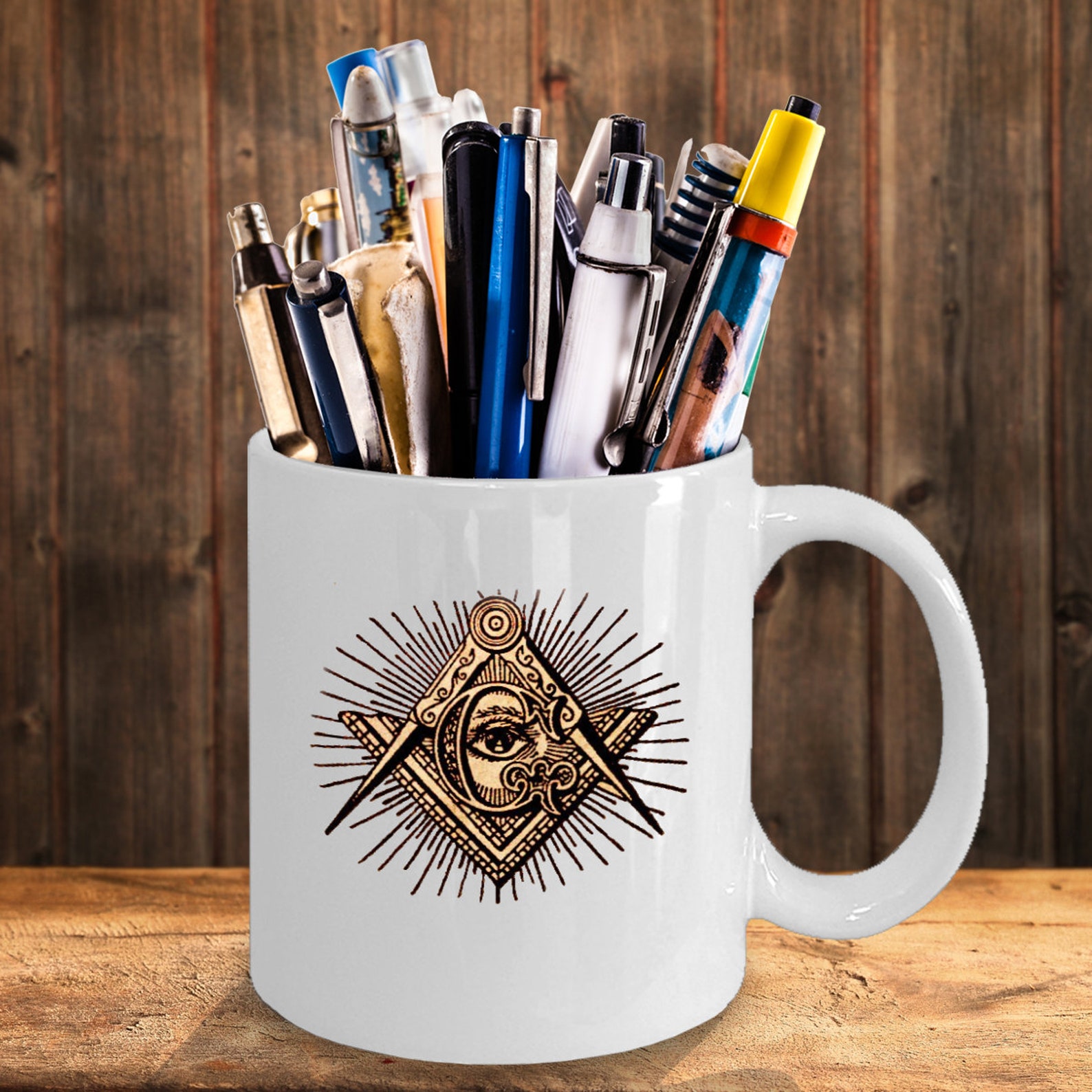 Masonic Coffee Mug - Freemason All Seeing Eye of God Square and Compass ...