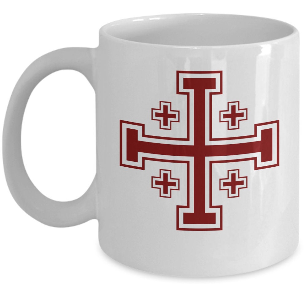 Knights Templar Coffee Mug - Jerusalem Cross Symbol - Masonic Heraldic ...