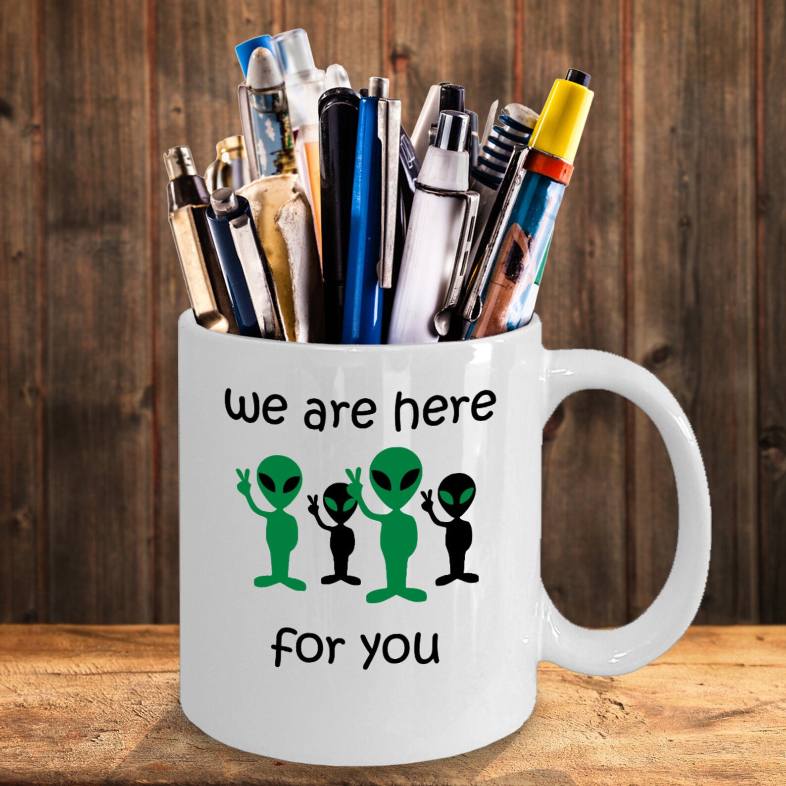 UFO Alien Coffee Mug We Are Here for You Funny | Etsy