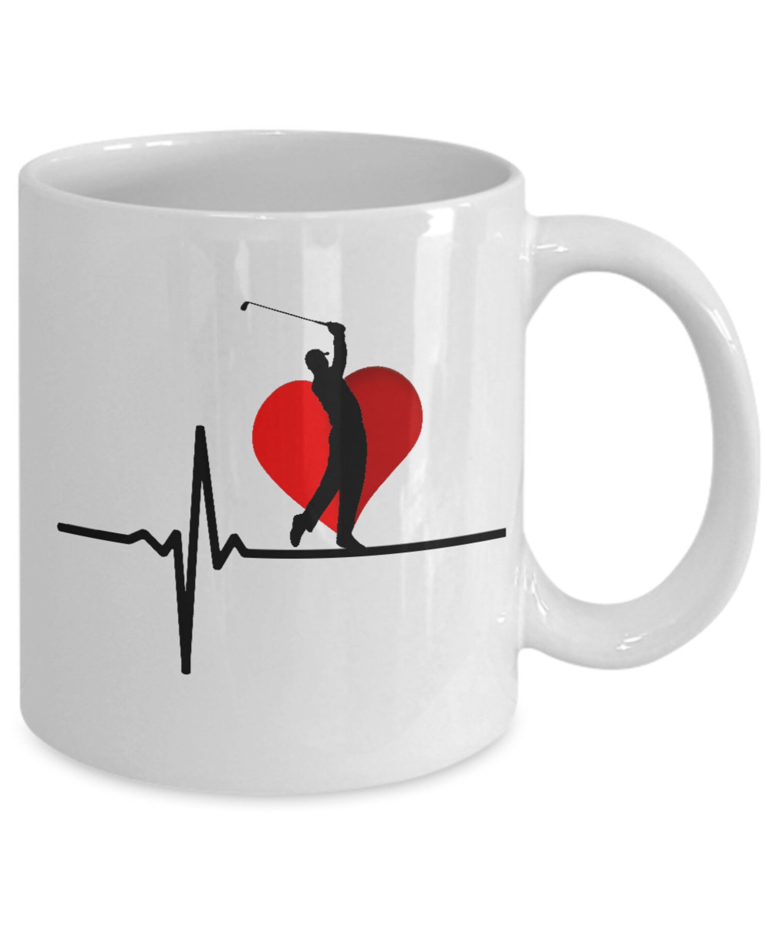 Golf Coffee Mug Golfer Heartbeat Golf Gifts for Men Funny Golf Gift ...
