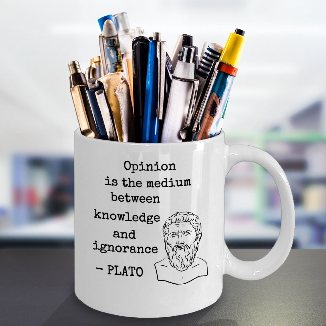 Philosophy coffee mug Opinion is the medium between | Etsy