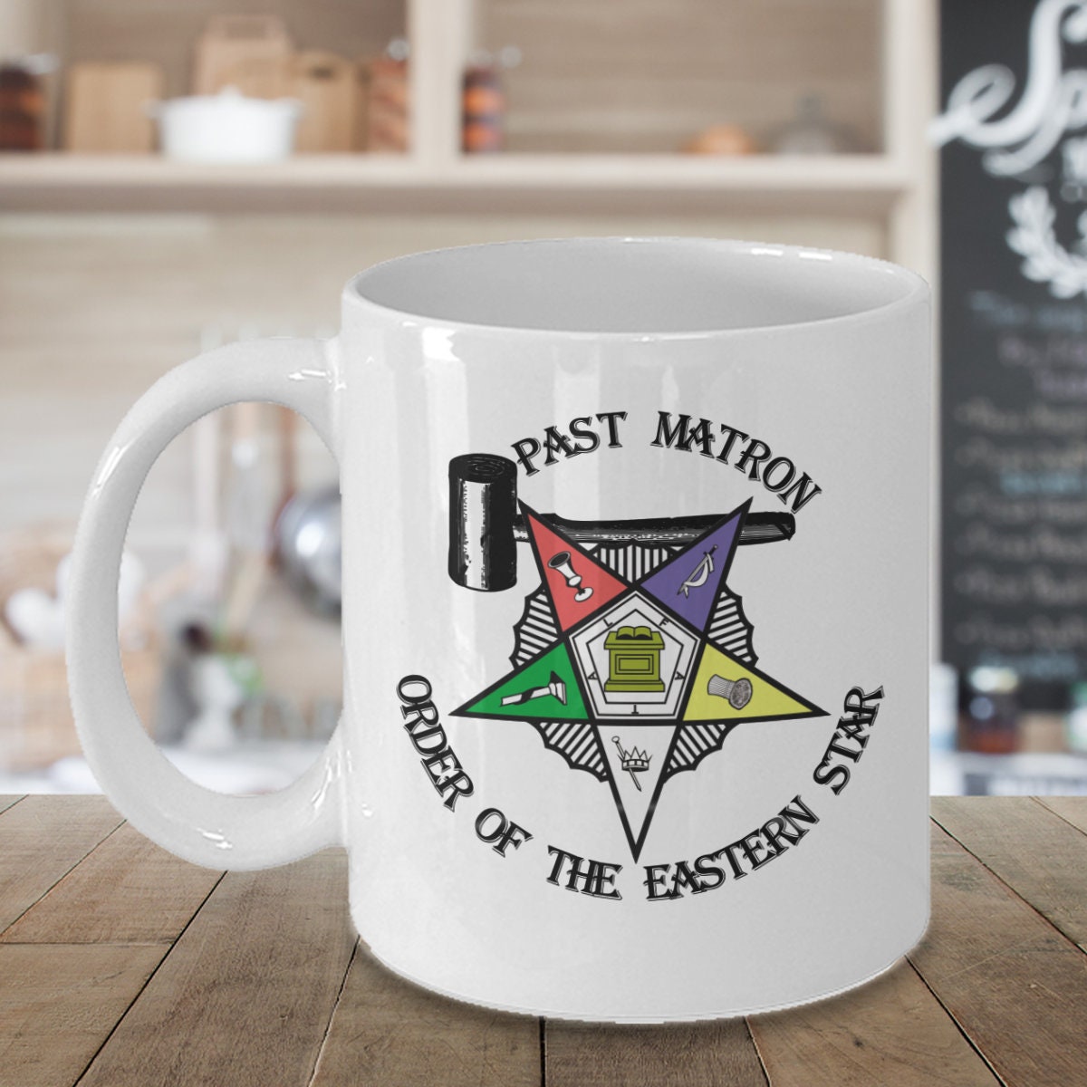 Order of the Eastern Star Masonic Coffee Mug - Past Matron Gavel Symbol ...