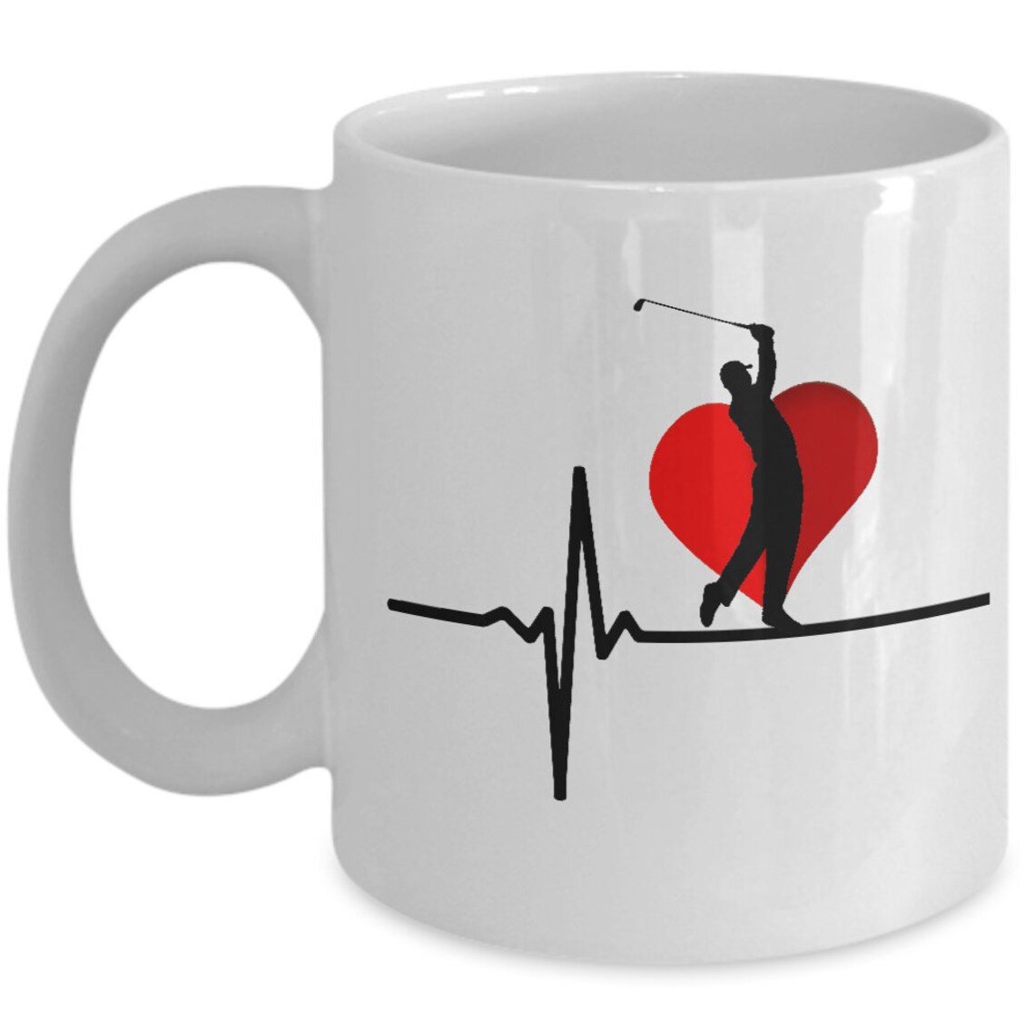 Golf Coffee Mug - Golfer Heartbeat - Golf Gifts for Men - Funny Golf ...