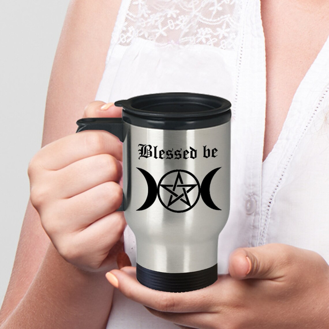 Wicca Travel Mug Blessed Be Triple Moon Symbol Witch Mug - Etsy