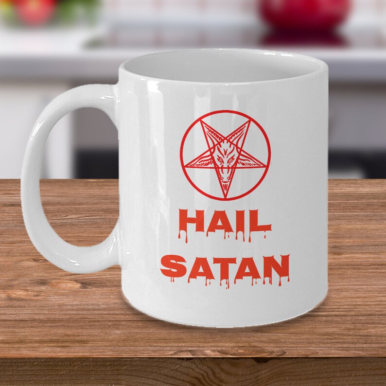 Esoteric Coffee Mug - Hail Satan - Baphomet Goat Head Pentagram Symbol ...