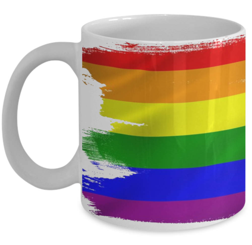 LGBT Coffee Mug - Rainbow Full Wrap - Gay Lesbian Bi Transgender Tea ...