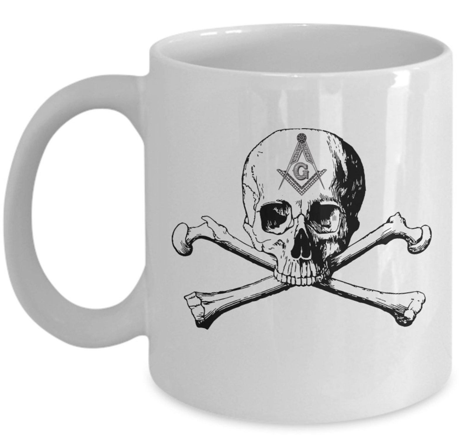 Freemason Coffee Mug Masonic Skull and Bones Symbol Cup Occult Royal ...