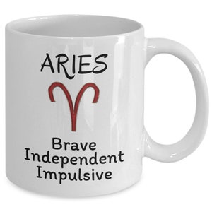 Zodiac Aries Personality Traits Mug Brave Independent Impulsive Aries ...
