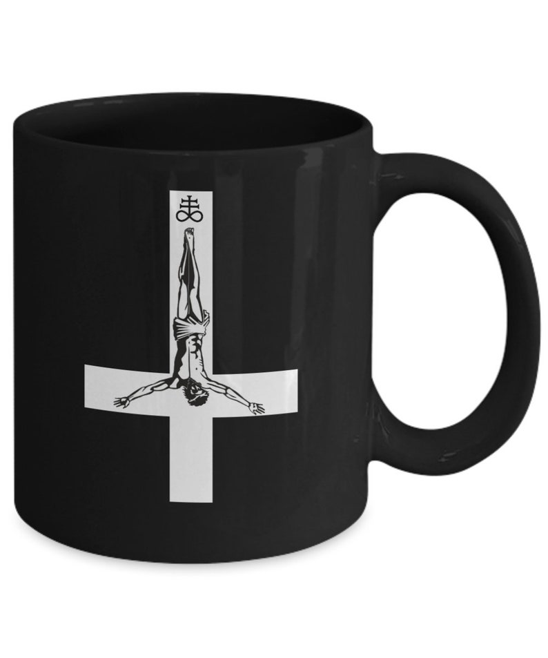 Satanism Occult Coffee Mug Satanic Inverted Crucifixion | Etsy