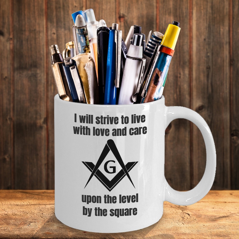 Masonic Motto Coffee Mug I Will Strive to Live With Love and - Etsy