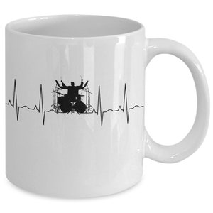 Music Lover Coffee Mug - Drummer Heartbeat - Drum Player - Best Gift ...