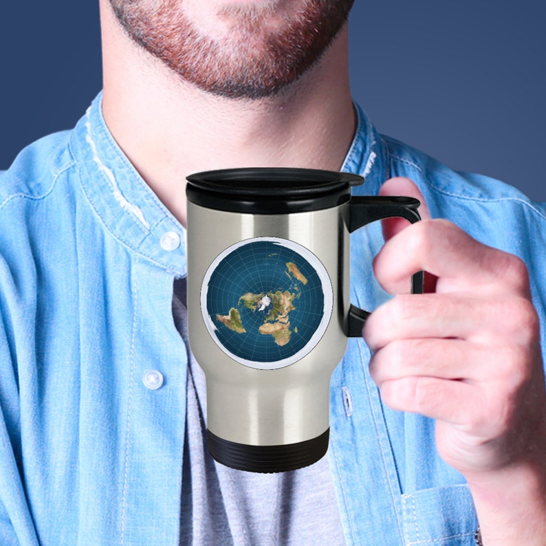 Flat Earth Map Symbol Travel Mug Zetetic Astronomy - Etsy