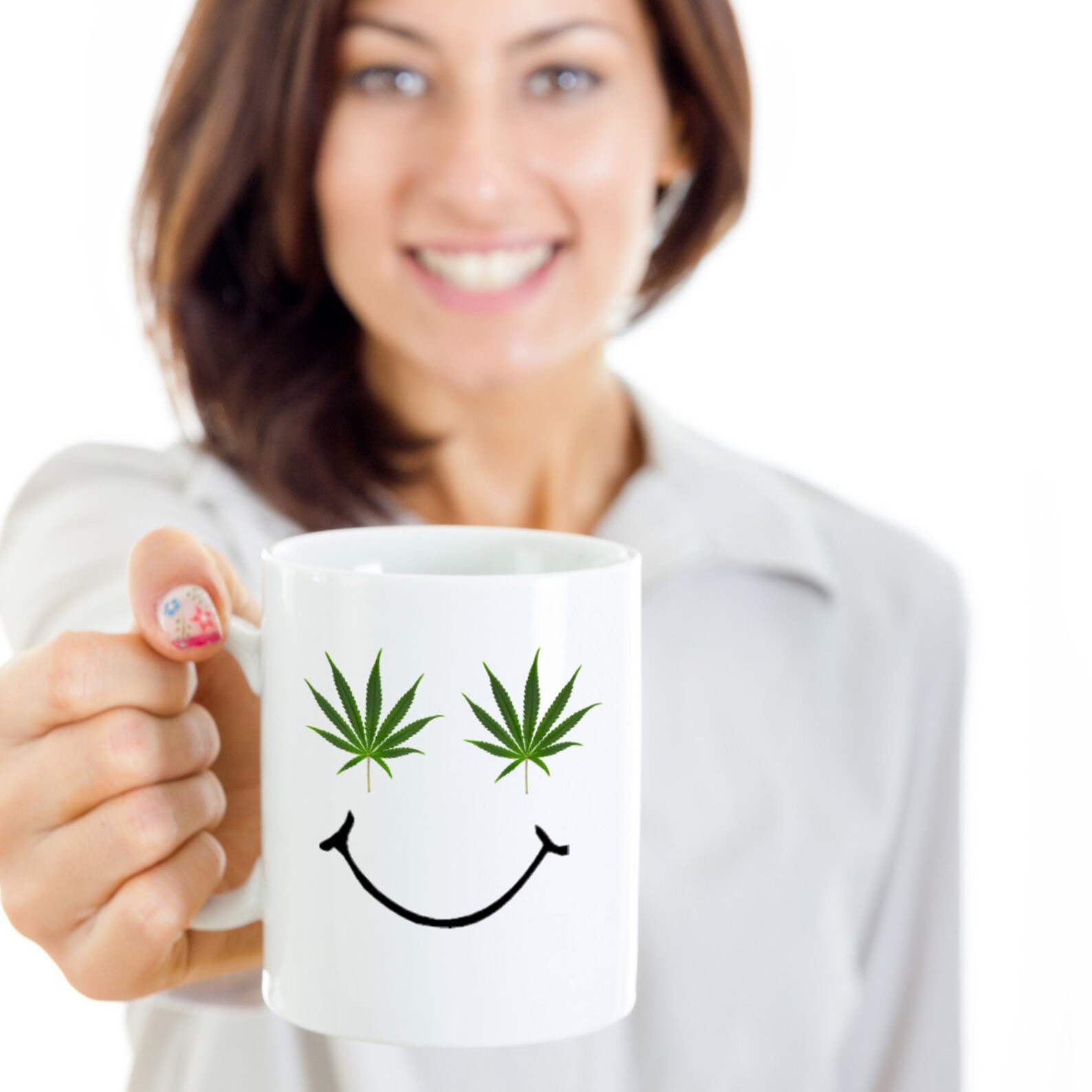Marijuana Coffee Mug - Smiley Weed Face - Cannabis 420 Tea Cup Gift ...