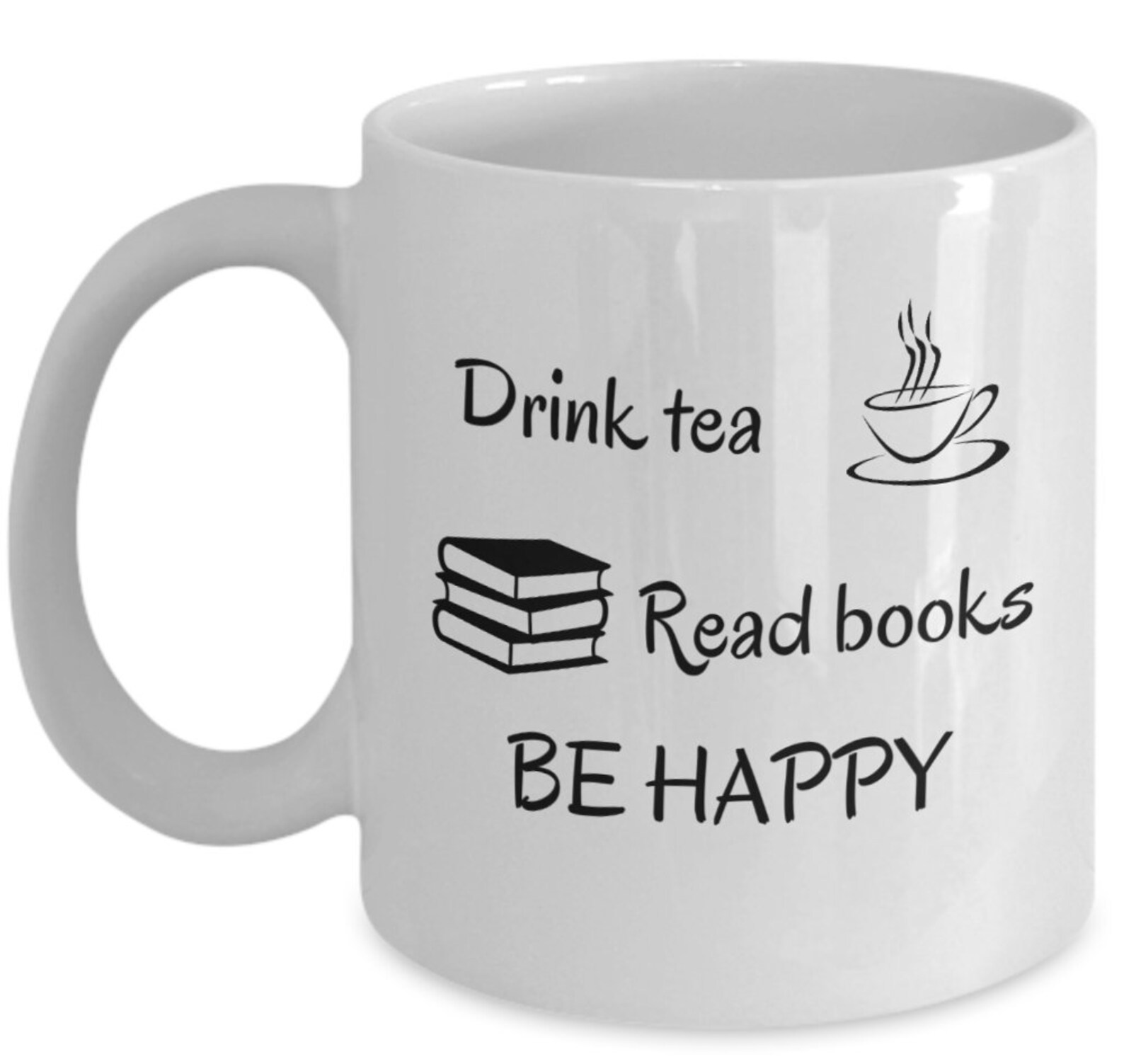 Book Lover Coffee Mug Drink Tea Read Books Be Happy - Etsy