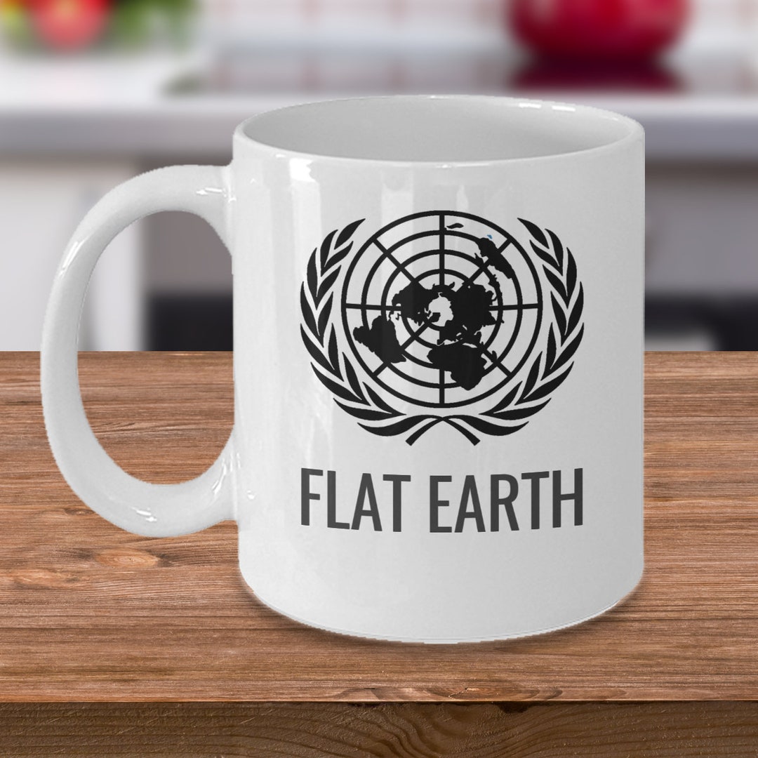 Flat Earth With Map Coffee Mug - Flat Earther Symbol - Perfect Zetetic ...