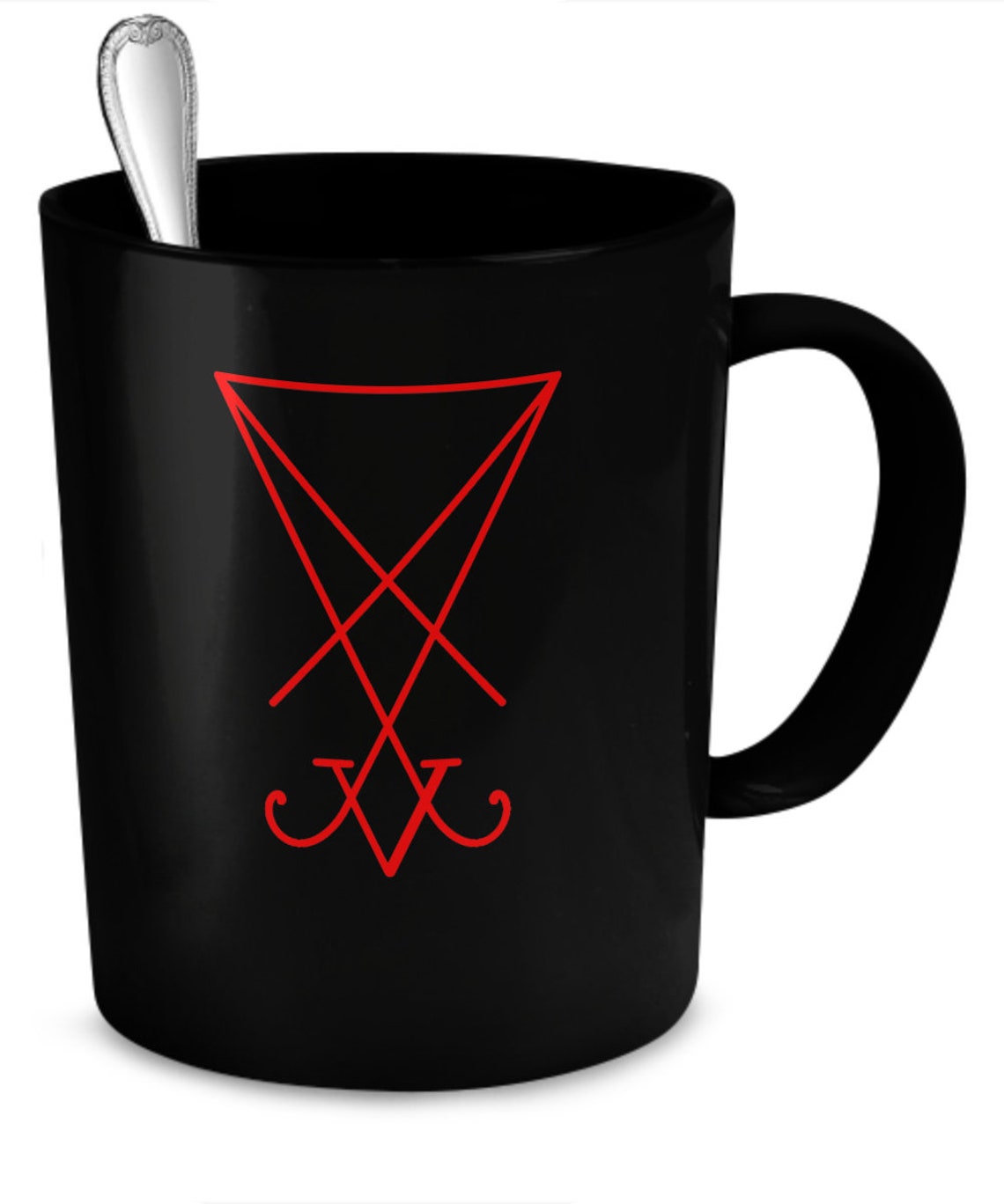 Esoteric Coffee Mug - Satan and Lucifer Seal BLACK Cup - Occult 666 ...