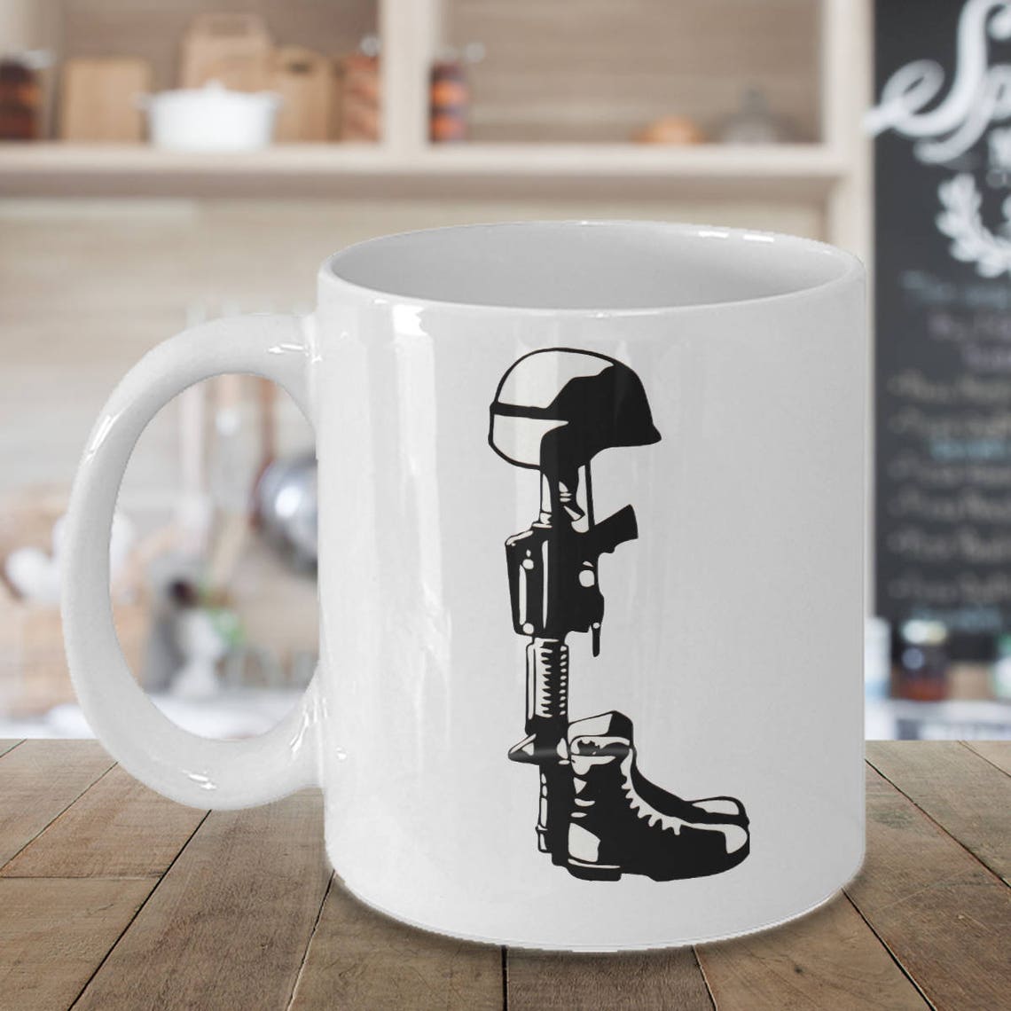Veteran Coffee Mug - Battlefield Cross Symbol - Patriotic Soldier - Ex ...