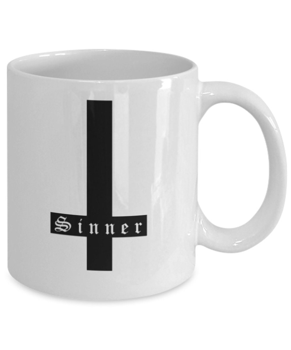 Esoteric Coffee Mug Sinner Satanic Inverted Cross Symbol - Etsy