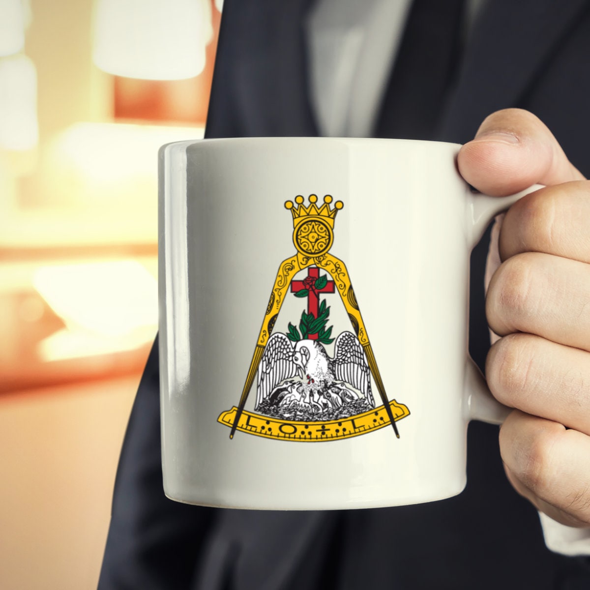 Freemason Coffee Mug Masonic 18 Degree Symbol Knight Rose | Etsy