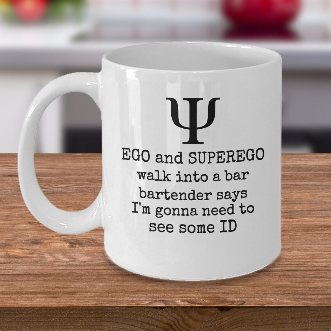 Psychology Joke Coffee Mug - Ego and Superego Walk Into a Bar Bartender ...