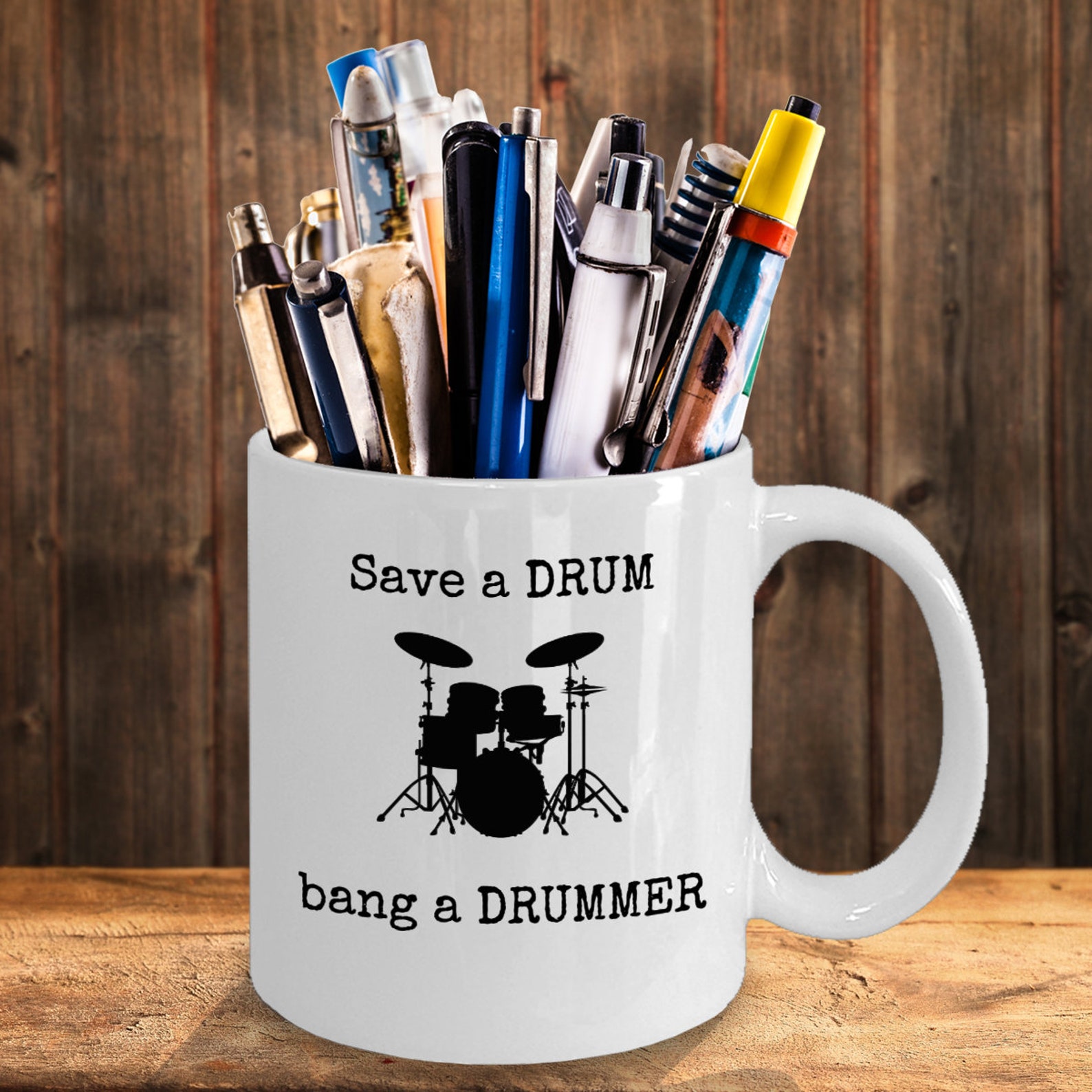 Music Lover Coffee Mug - Save a Drum Bang a Drummer - Best Gifts for ...