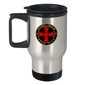 Knights Templar Masonic Travel Mug - Deus Vult Motto - Templar Cross ...