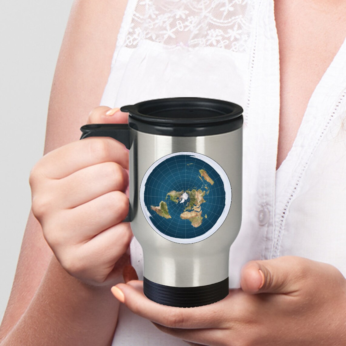 Flat Earth Map Symbol Travel Mug Zetetic Astronomy - Etsy