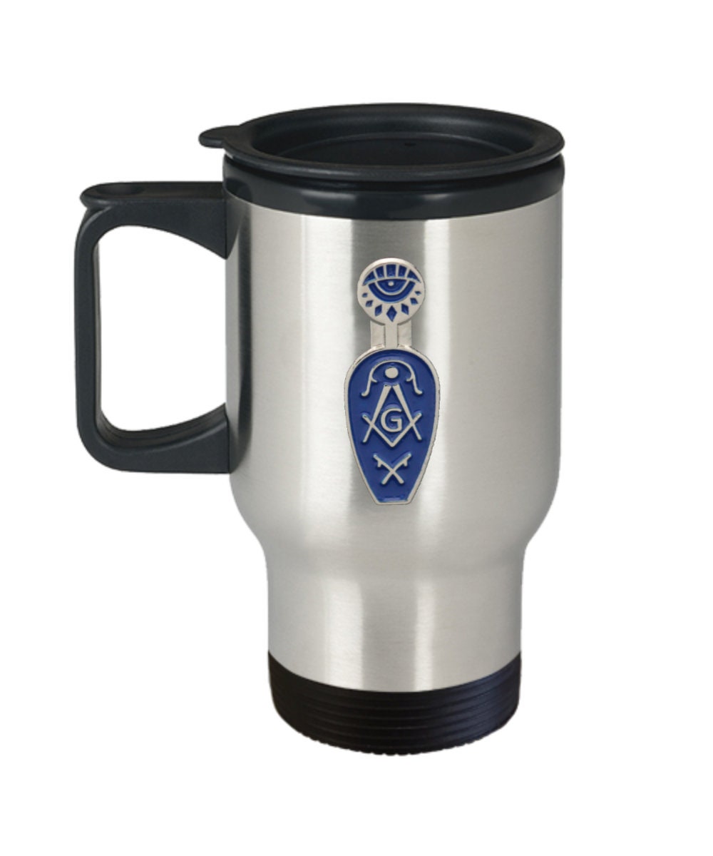 Masonic Travel Mug - Freemason Blue Slipper Symbol - Masonic Widow ...