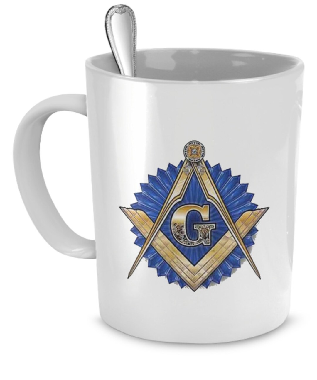 Freemason Coffee Mug - Masonic Symbol Blue Ribbon Cup - Masonic Gifts ...
