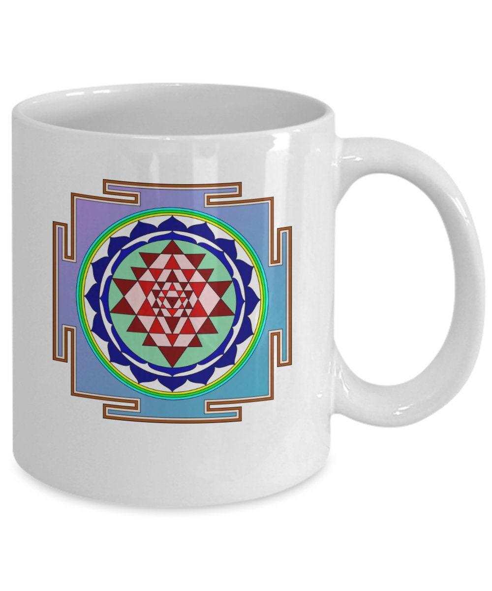 Yoga Themed Coffee Mug Gift - Sri Yantra Chakra Mystical Diagram Symbol ...