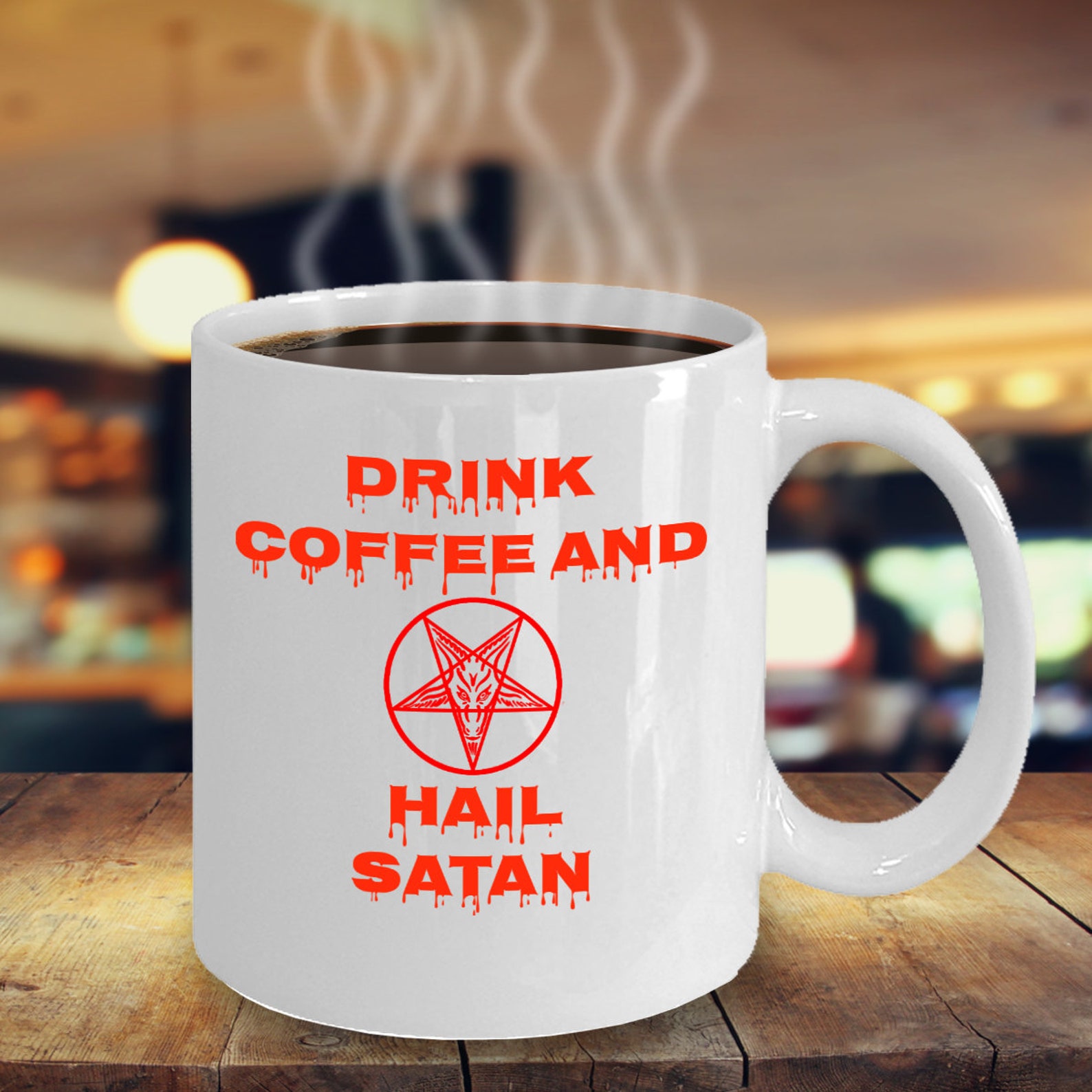 Esoteric Coffee Mug Drink Coffee and Hail Satan Satanic - Etsy