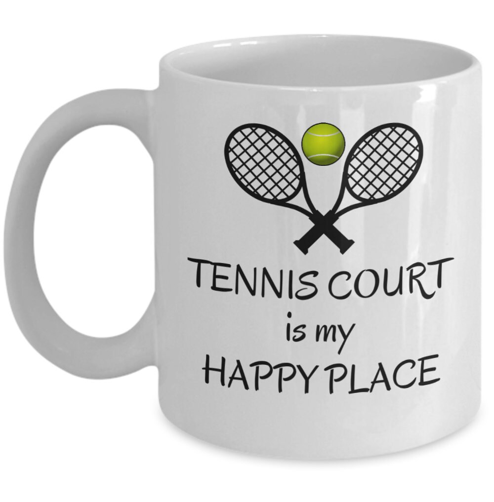 Tennis sport coffee mug Tennis court is my happy place | Etsy