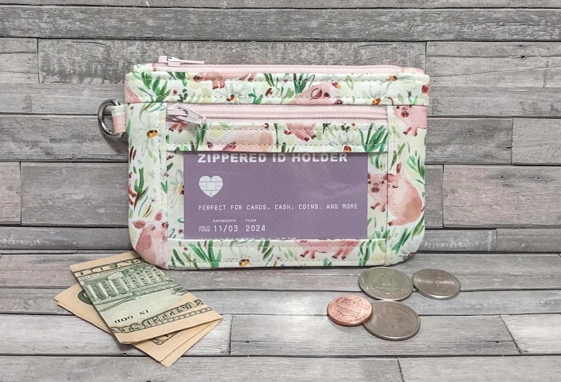 Pig ID Pouch With Window - Hog Fabric Card Case, Minimalist Wallet, Add ...