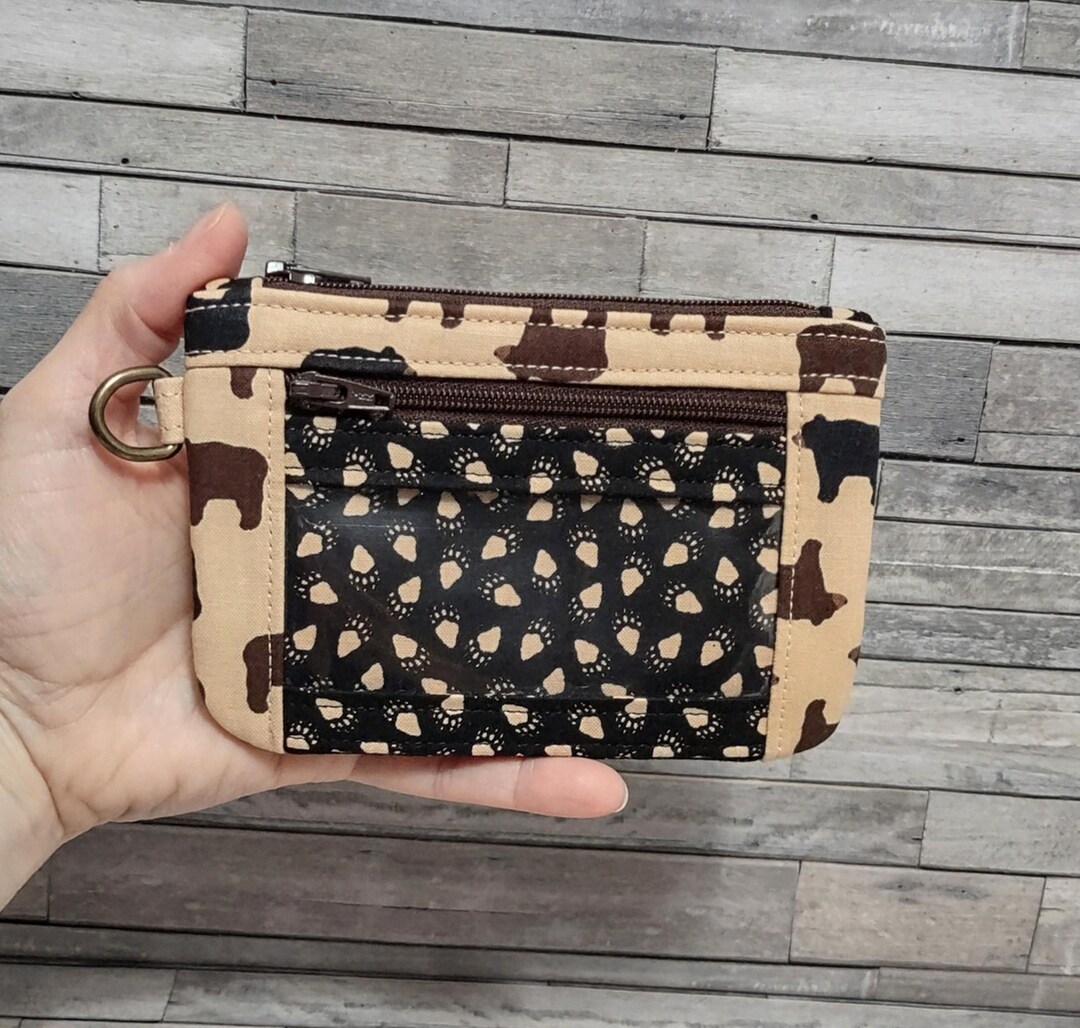 Bear ID Holder, Bear Tracks Double Zipper ID Case, Brown Bear Coin ...