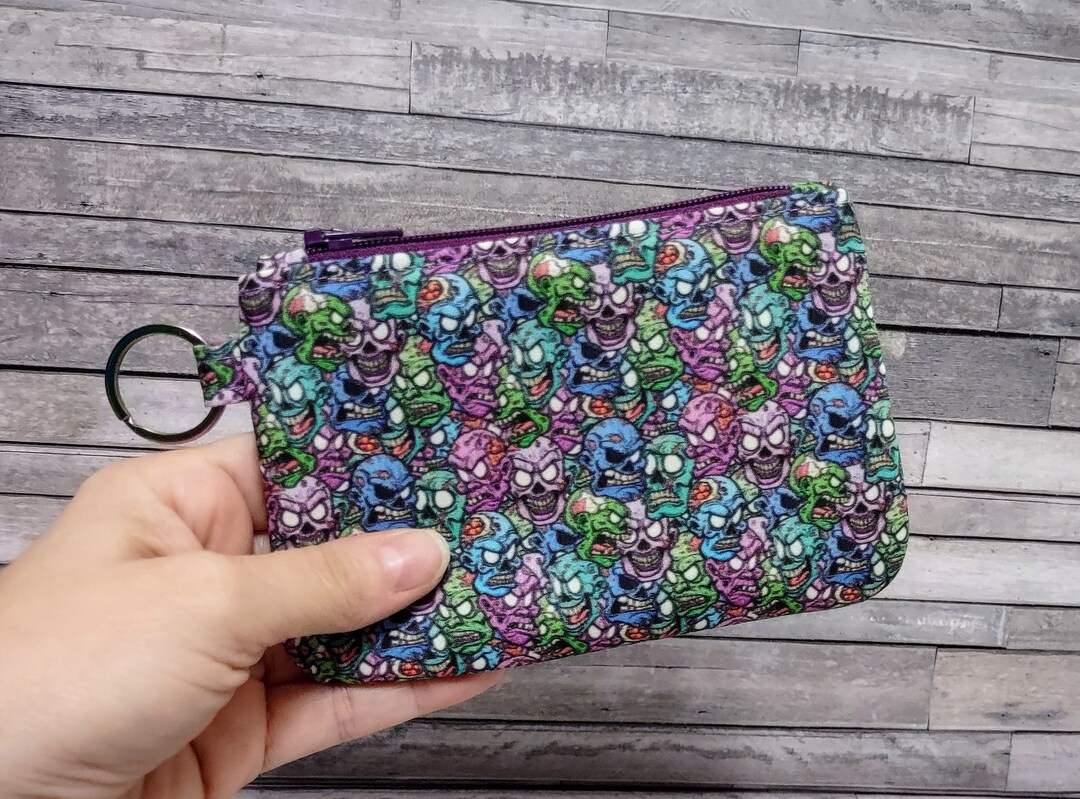 Zombie Mini Zipper Pouch / Colorful Zombie Heads Coin Purse / Gift for ...
