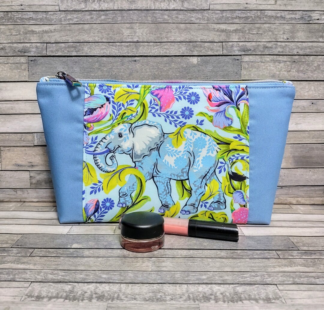 Elephant Pouch / Colorful Elephant Makeup Bag / Bright Elephant Floral ...