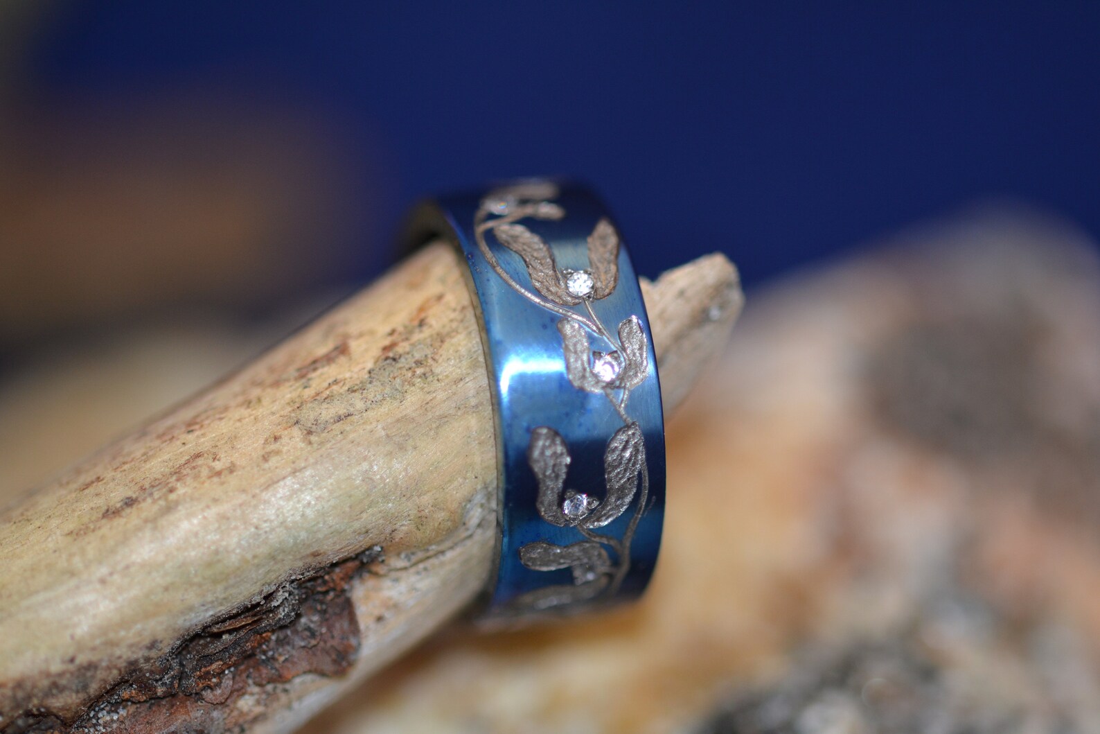 Iris Flowers Titanium Blue Ring With Zirconia LOTR Style - Etsy UK