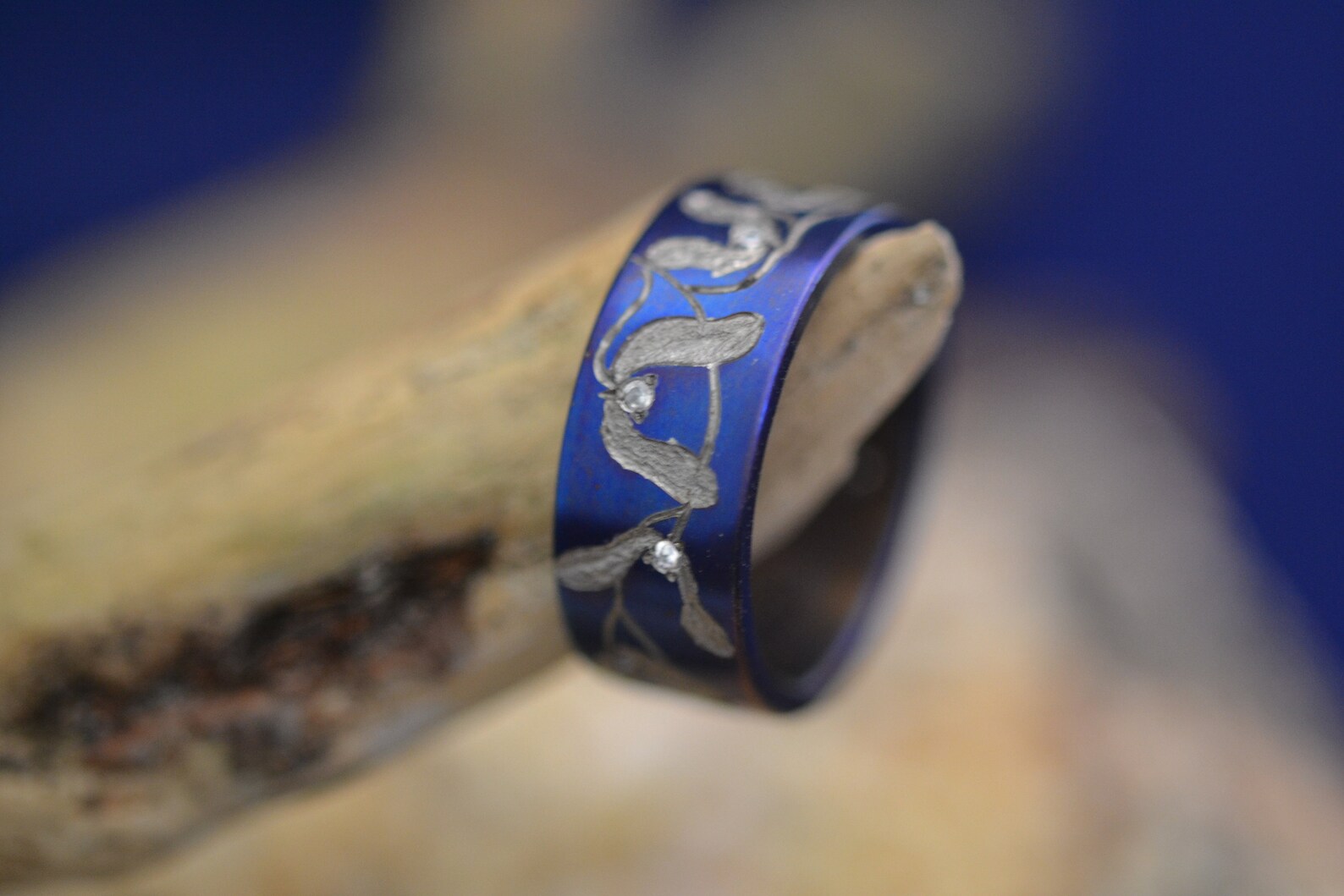 Iris Flowers Titanium Blue Ring With Zirconia LOTR Style - Etsy UK