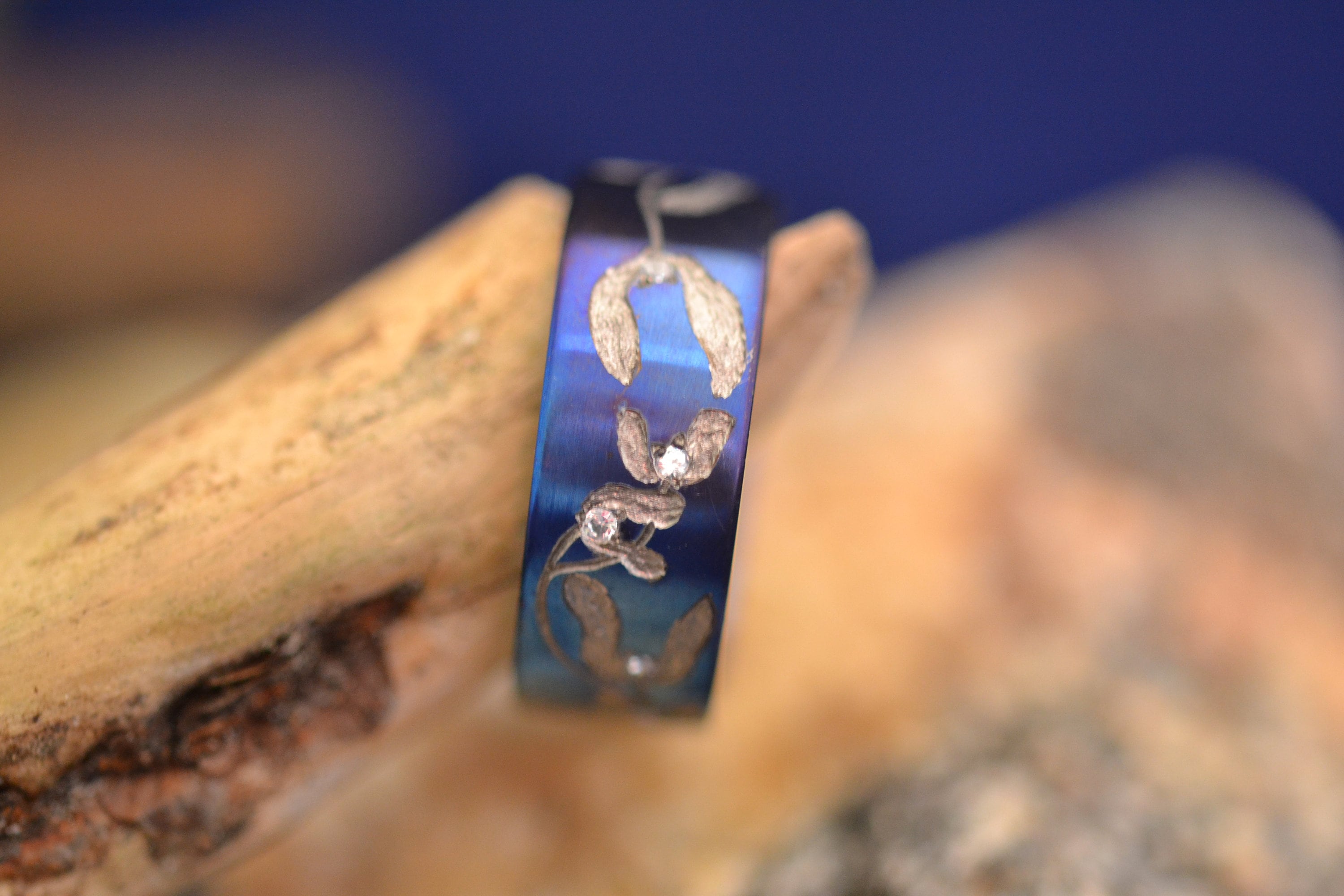 Iris Flowers Titanium Blue Ring With Zirconia LOTR Style - Etsy UK