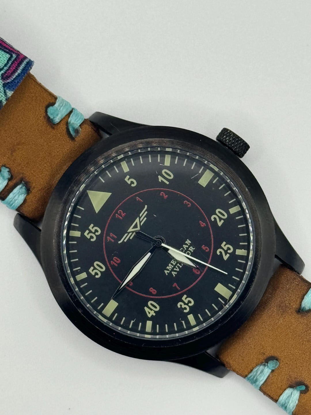 Custom Leather Watch Strap on American Aviator Watch - Etsy