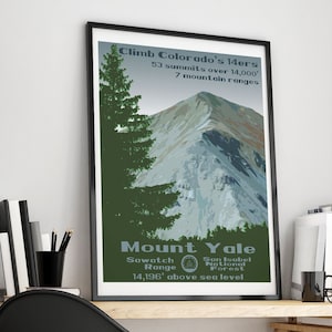 Mt Yale, Mt Yale Poster, Mt Yale Print, Mount Yale, Colorado 14er ...
