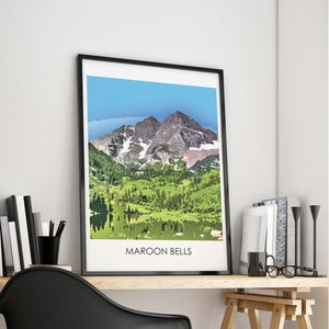 Maroon Bells Art Print - Maroon Bells Poster, Aspen Poster, 14ers ...