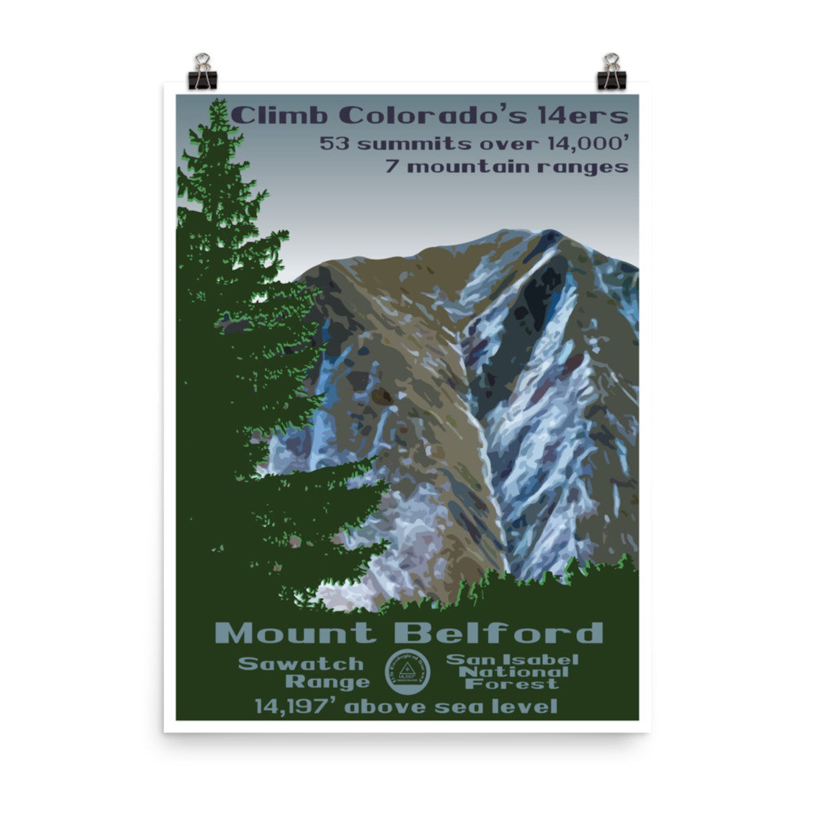 Mt Belford Mt Belford Poster Mt Belford Print Mount - Etsy