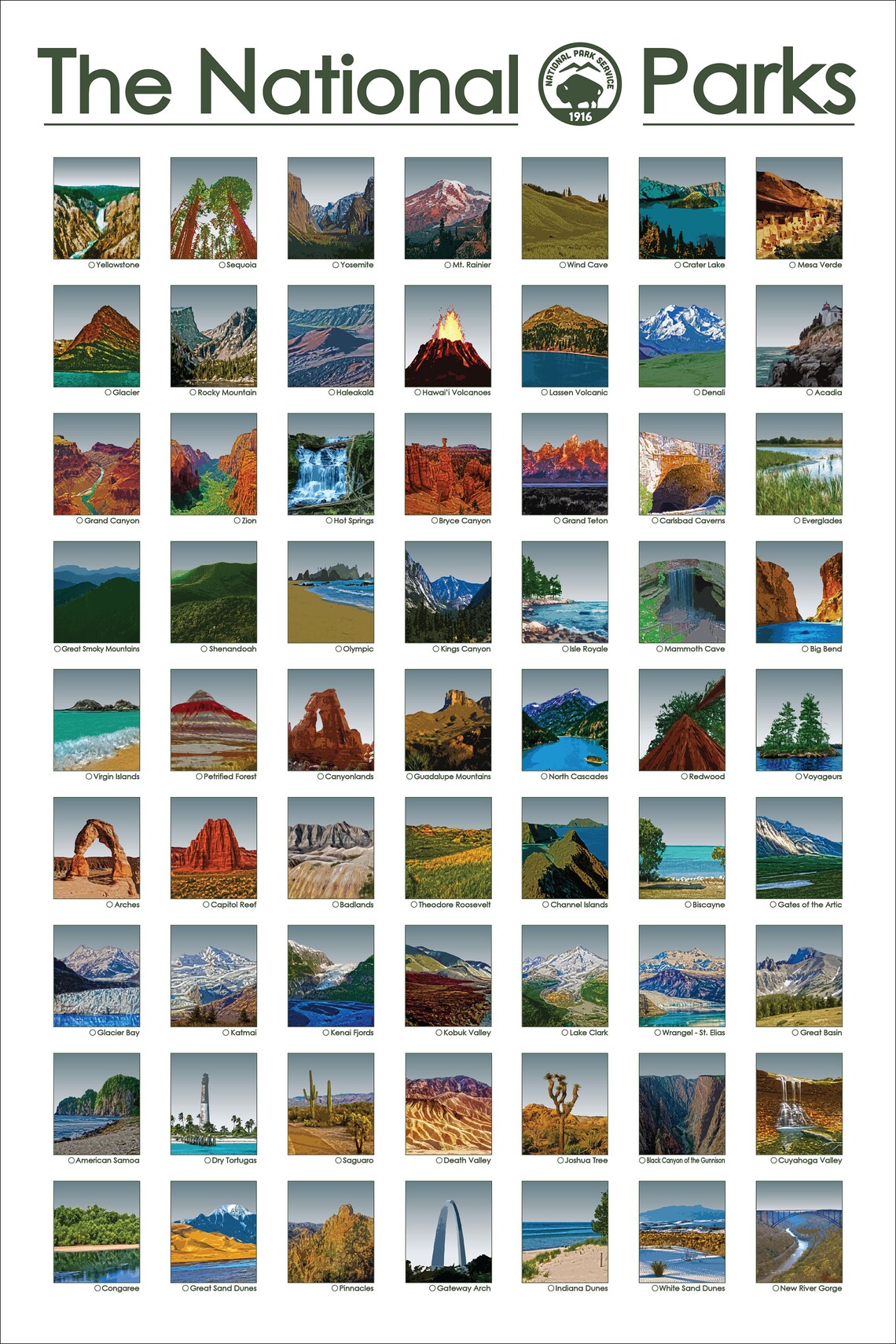 National Park Checklist Poster / 63 National Parks Checklist - Etsy